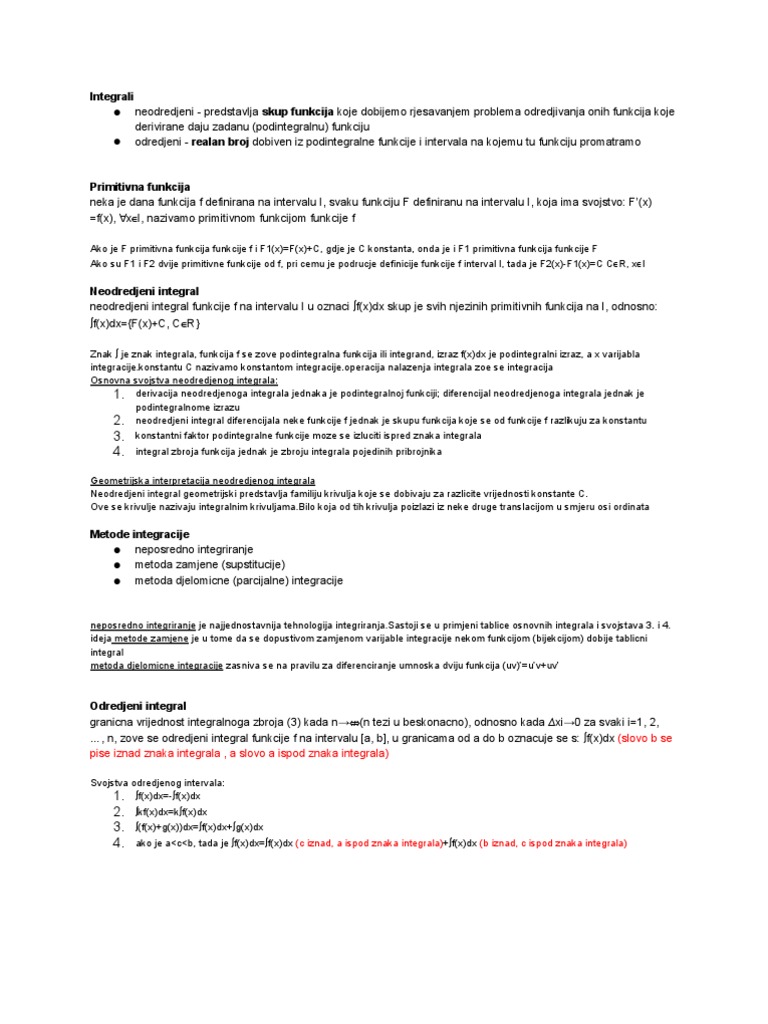 Matematika, Teorija Za 2.kolokvij | PDF