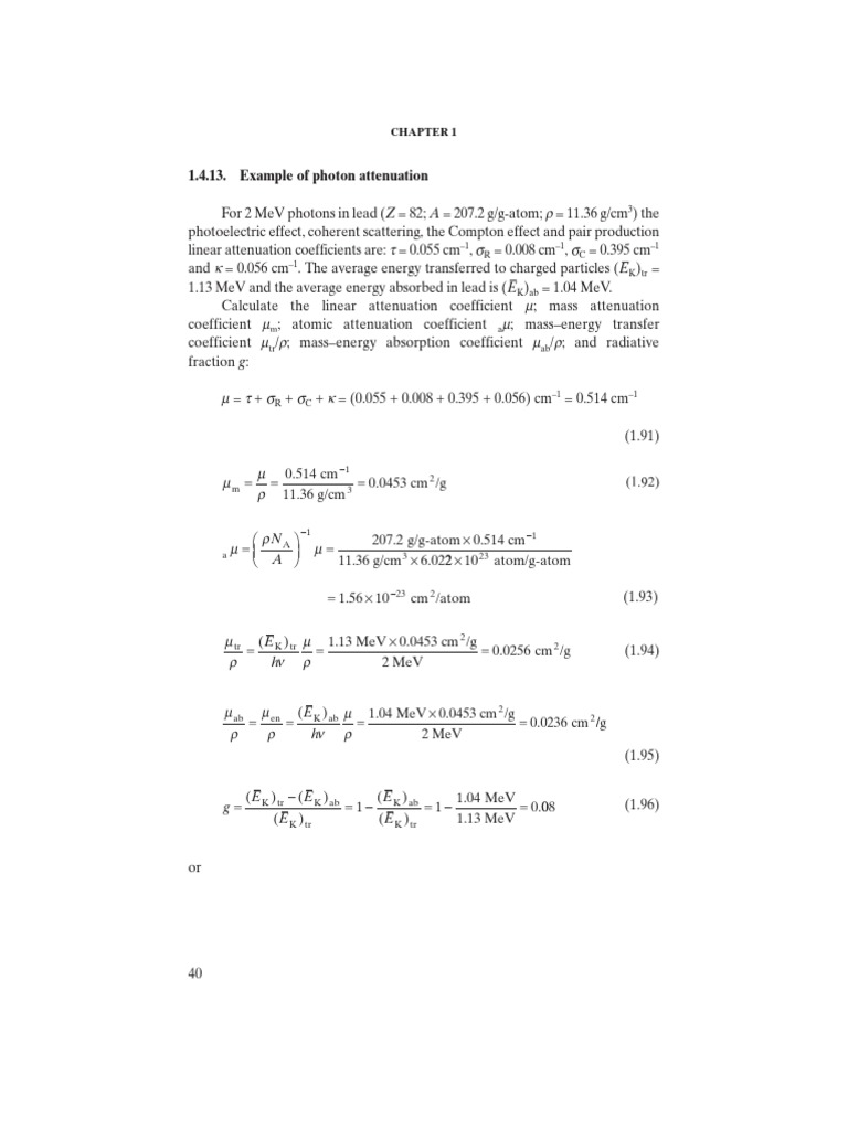 1.4.13. Example of Photon Attenuation: M M R M R M N A | PDF | Electronvolt | Electron