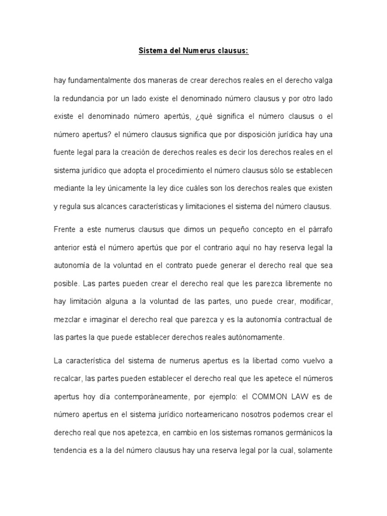 Numerus Clausus vs Numerus Apertus | PDF | Propiedad | Información del ...