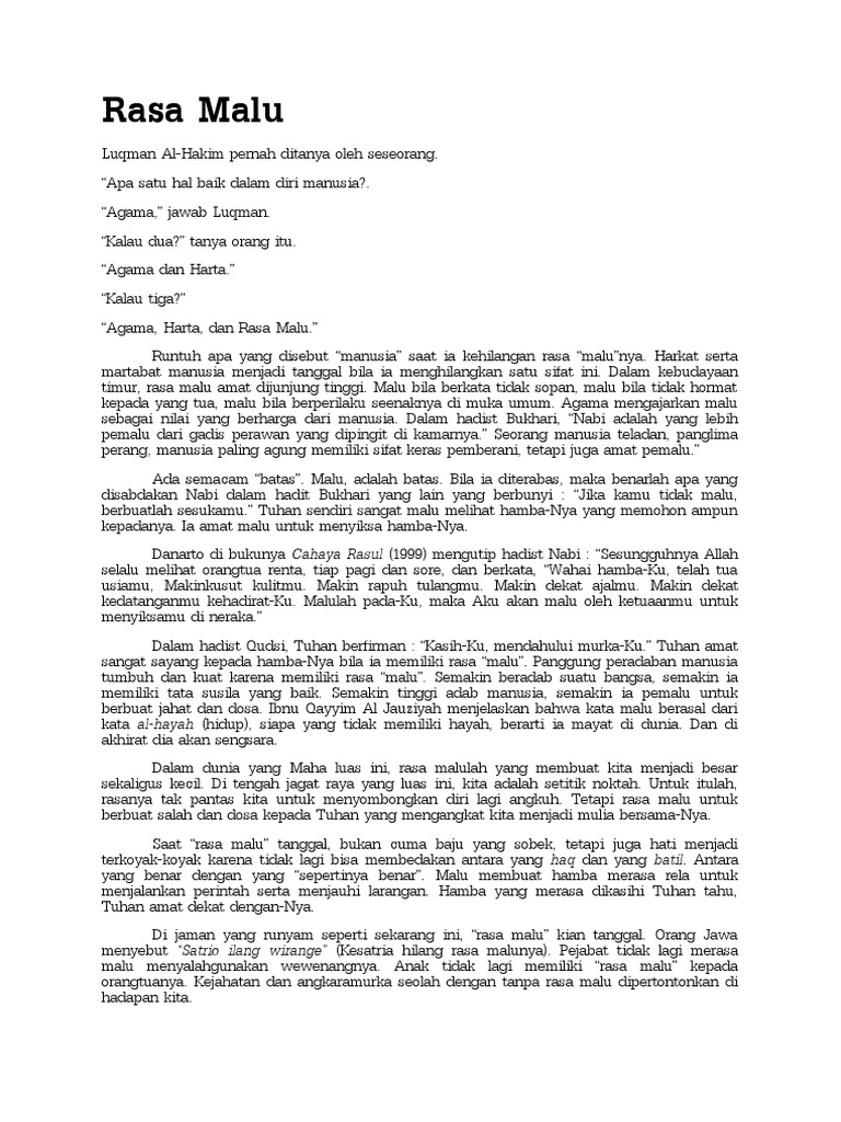 Rasa Malu | PDF