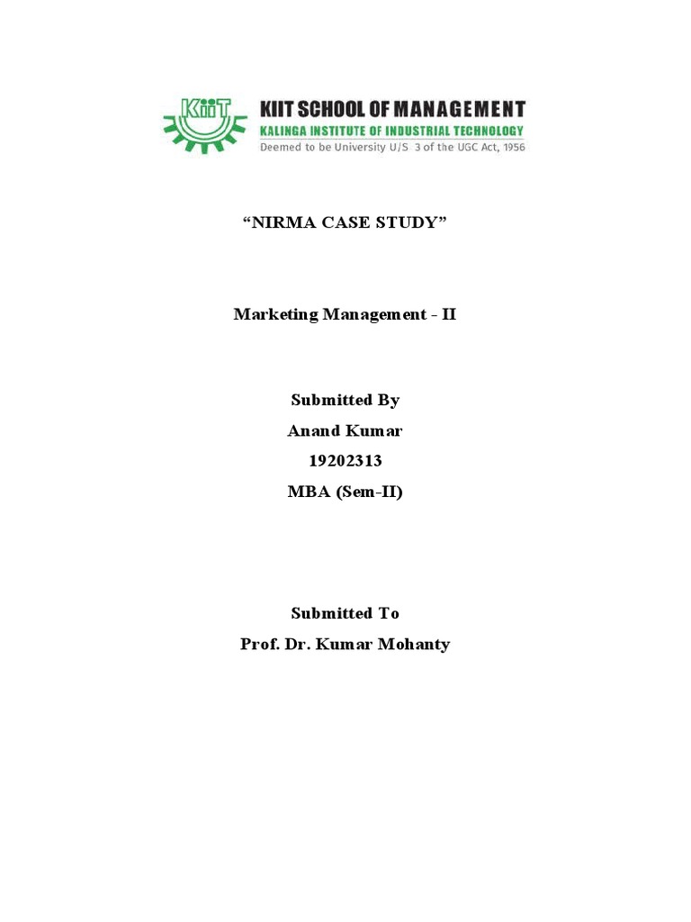 Nirma Case Study | PDF | Cleaning Products | Brand