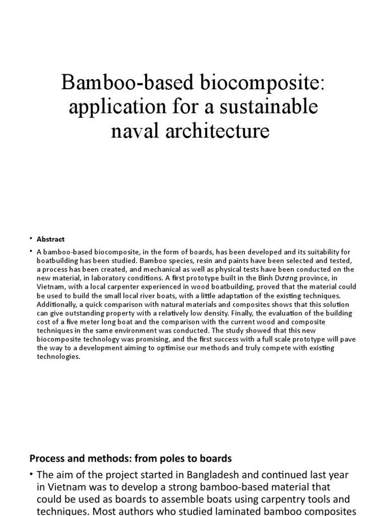 Bamboo-Based Biocomposite: Application For A Sustainable Naval ...