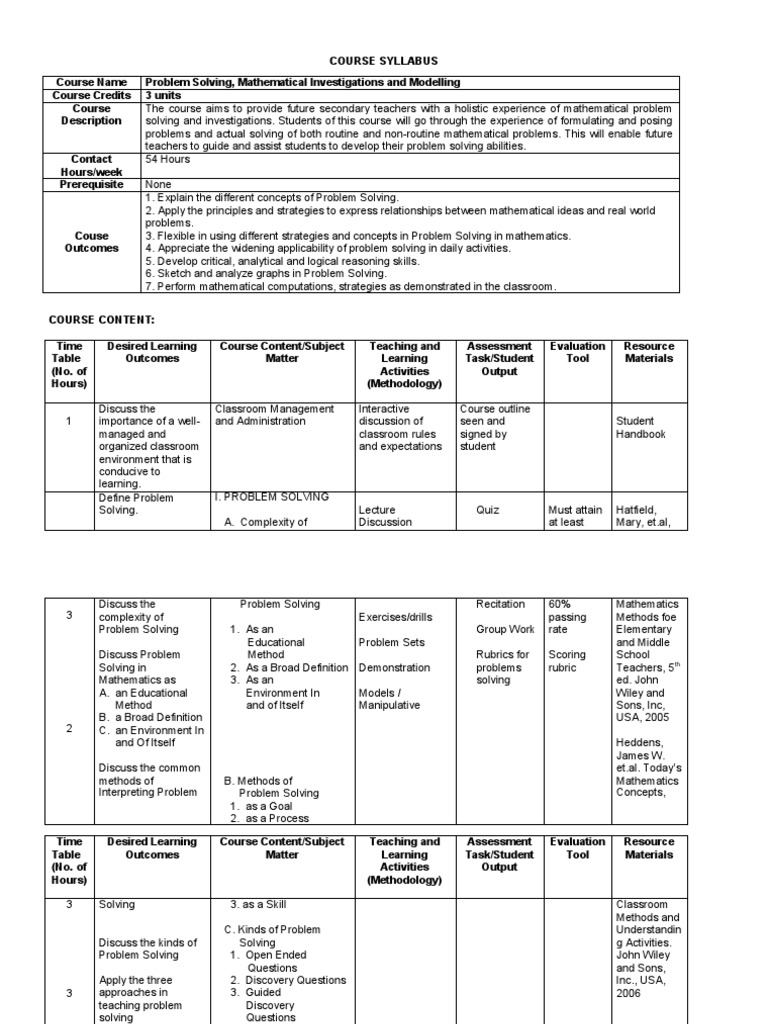 Problem Solving, Mathematical Investigations and Modelling | PDF ...