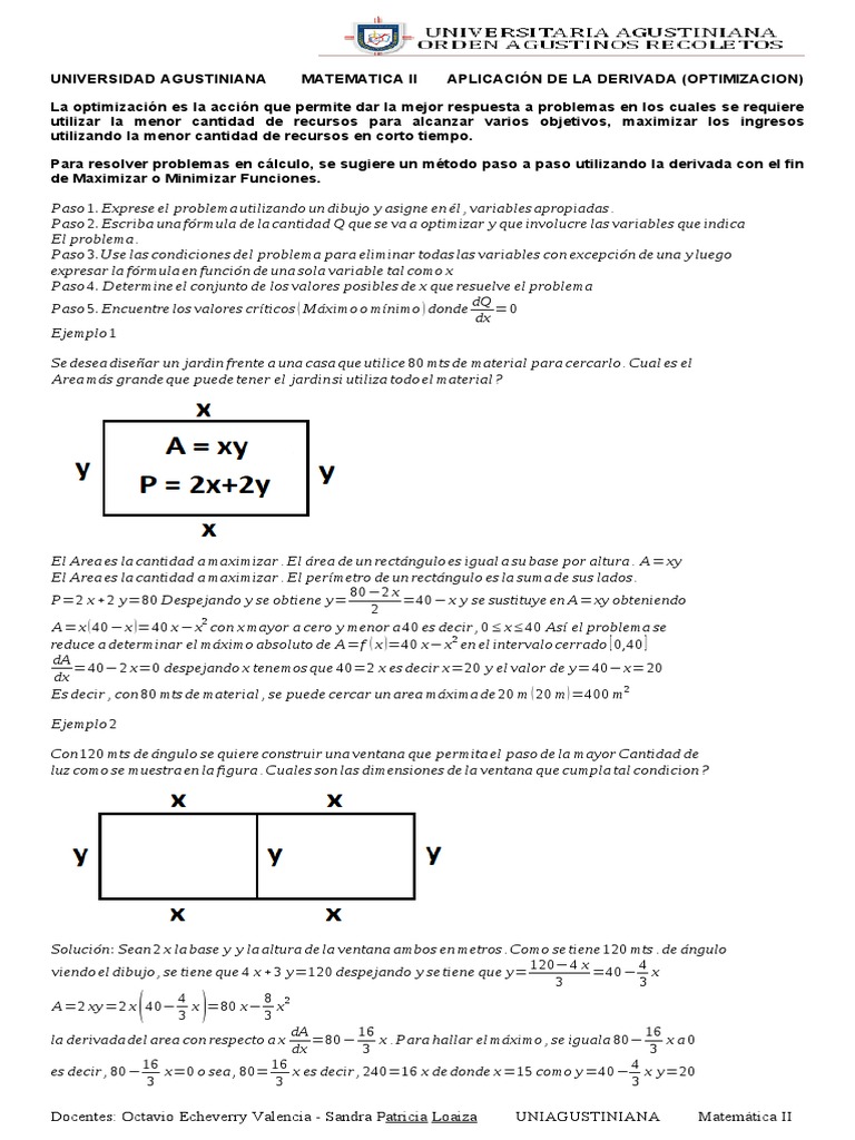 Optimización Matemática con Derivadas | PDF | Optimización Matemática ...