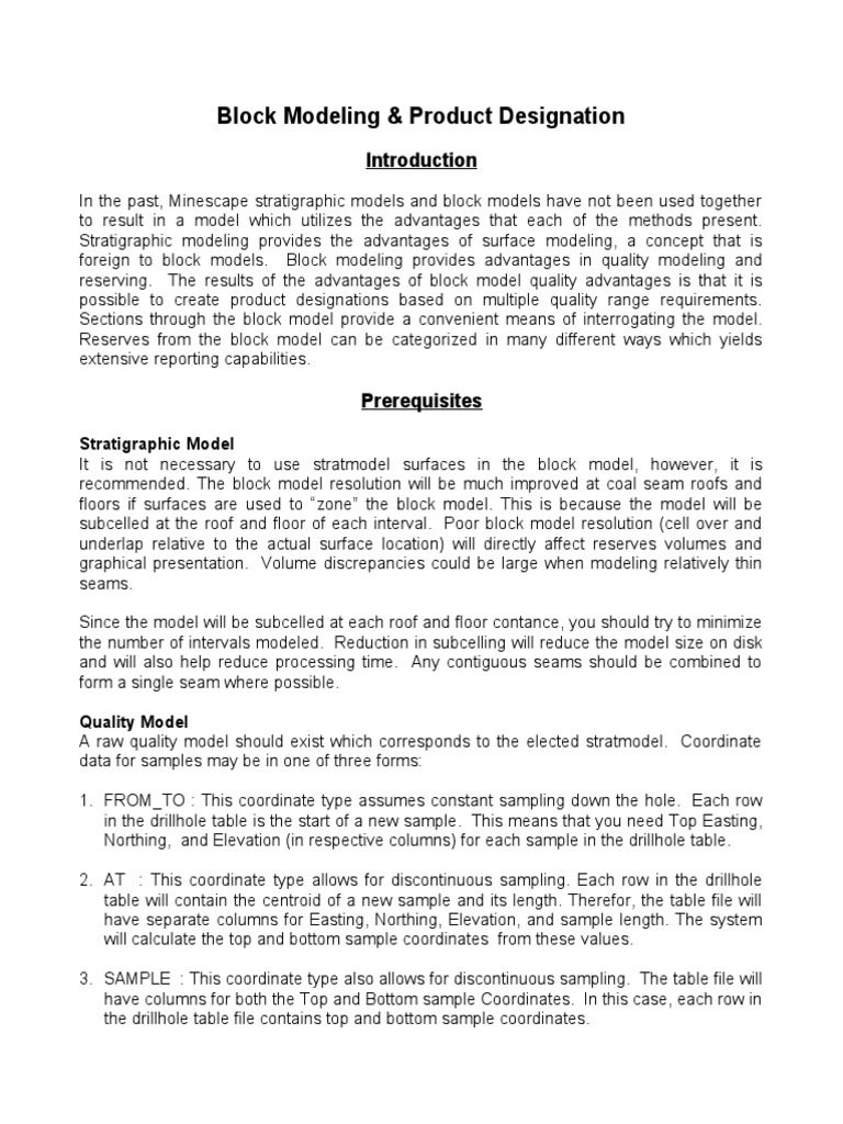Block Modeling & Product Designation: Stratigraphic Model | PDF ...