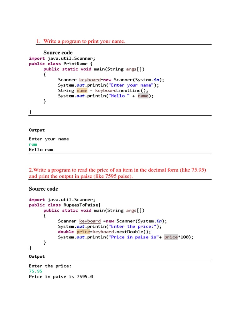 Write A Program To Print Your Name.: Source Code | PDF | Celsius | Theoretical Computer Science