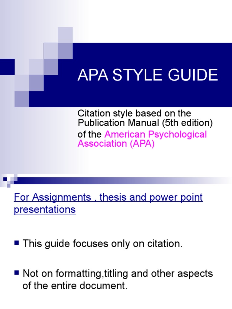 Apa Style Guide: Citation Style Based On The Publication Manual (5th ...