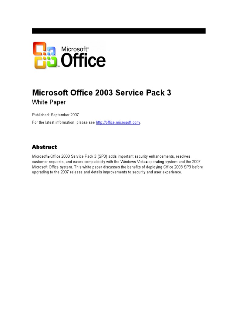Microsoft Office 2003 Service Pack 3 | PDF | Microsoft Office ...