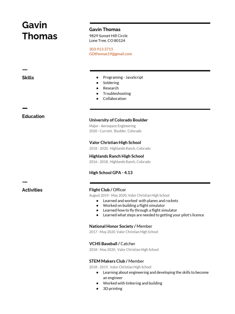 Resume Gavin Thomas | PDF | Aviation | Aerospace