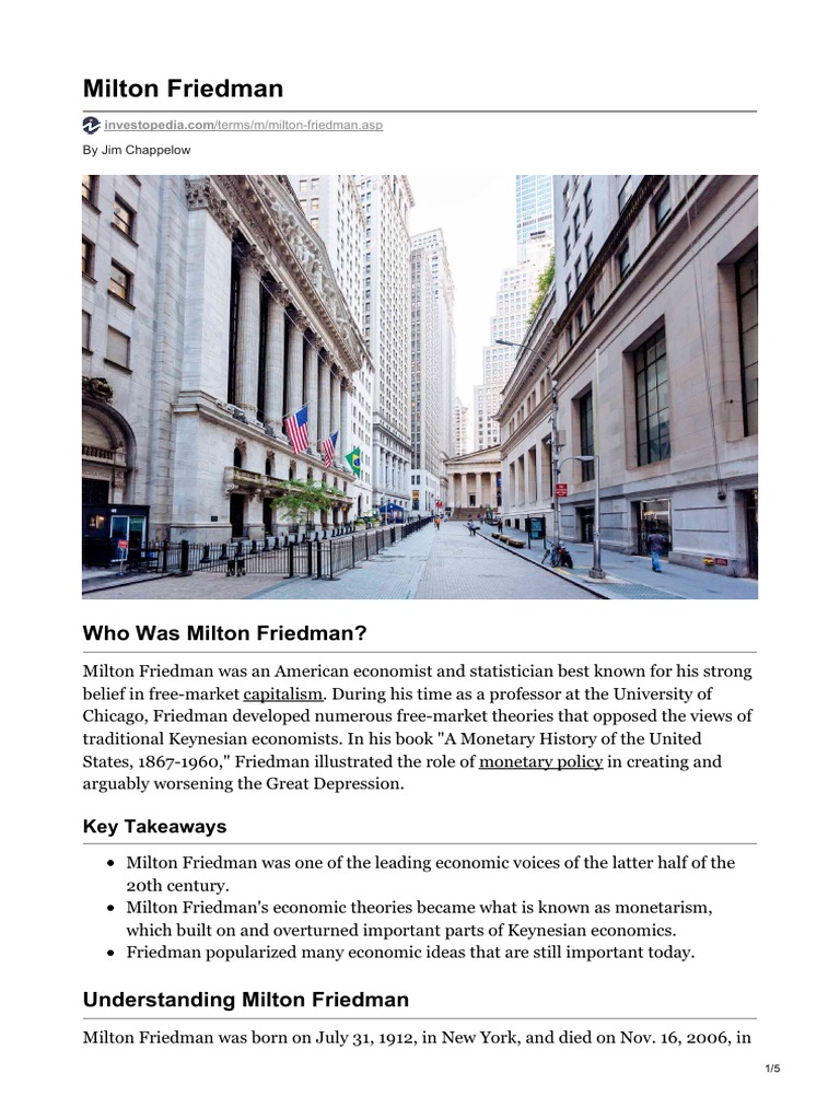 Milton Friedman | PDF | Milton Friedman | Keynesian Economics