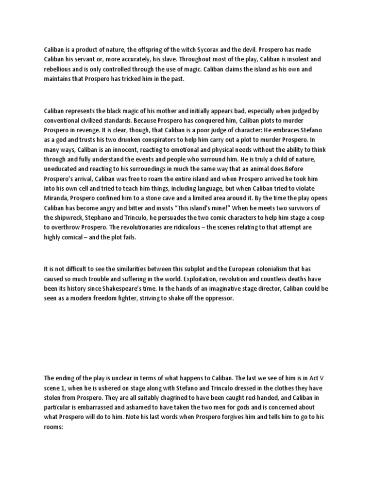 Caliban | PDF | The Tempest