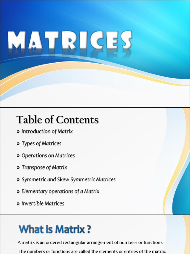 Complete MATRICES in One View | PDF | Matrix (Mathematics) | Functions And Mappings