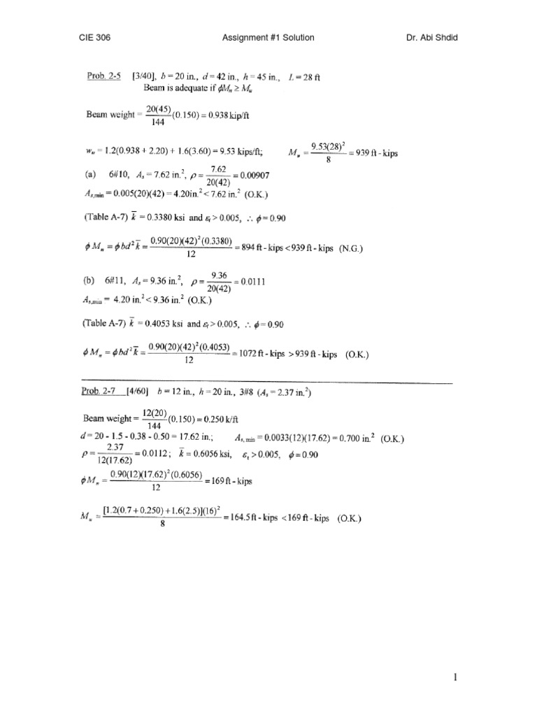 CIE 306 Assignment #1 Solution Dr. Abi Shdid | PDF