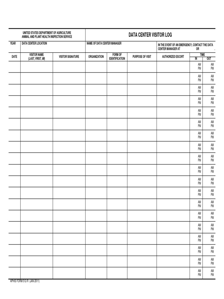 Data Center Visitor Log Template | PDF | Animal Welfare | Animals And ...