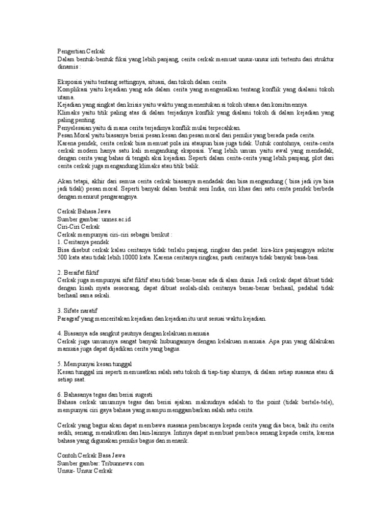 Pengertian Cerkak | PDF