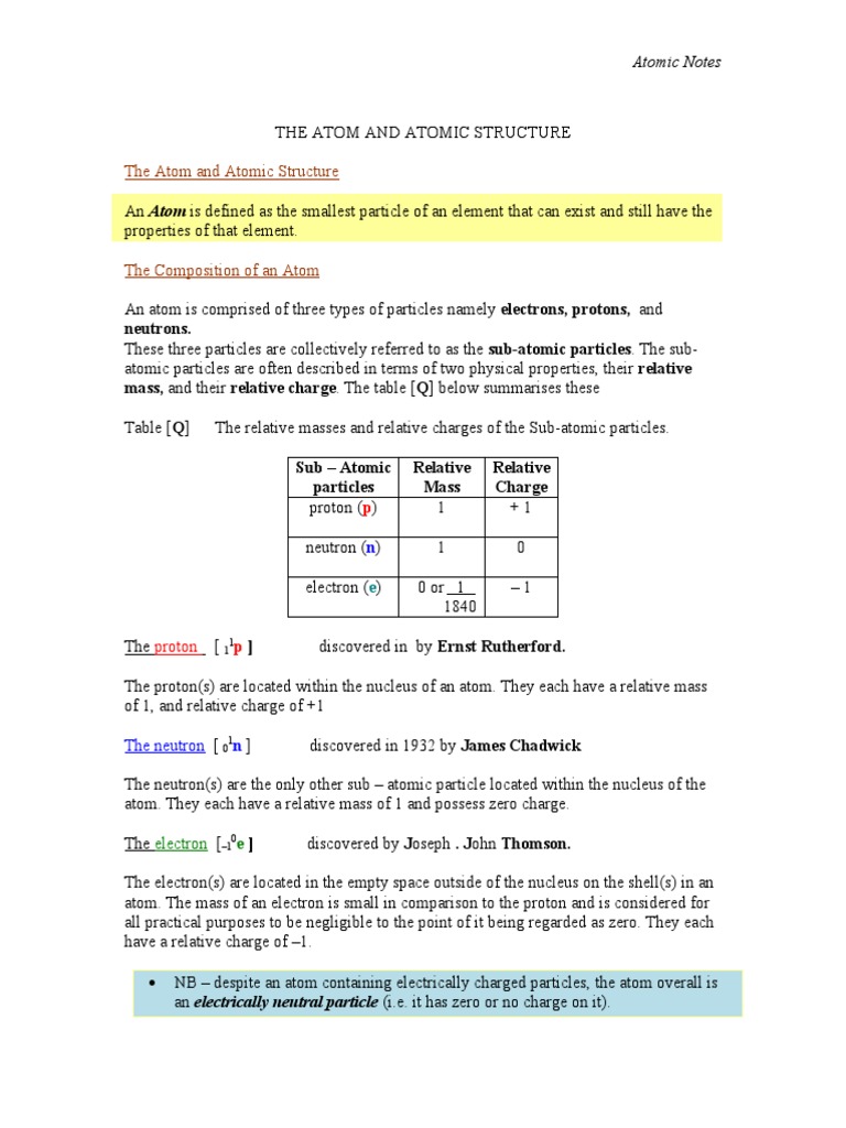 Atom and Atomic Structure | PDF | Atoms | Isotope