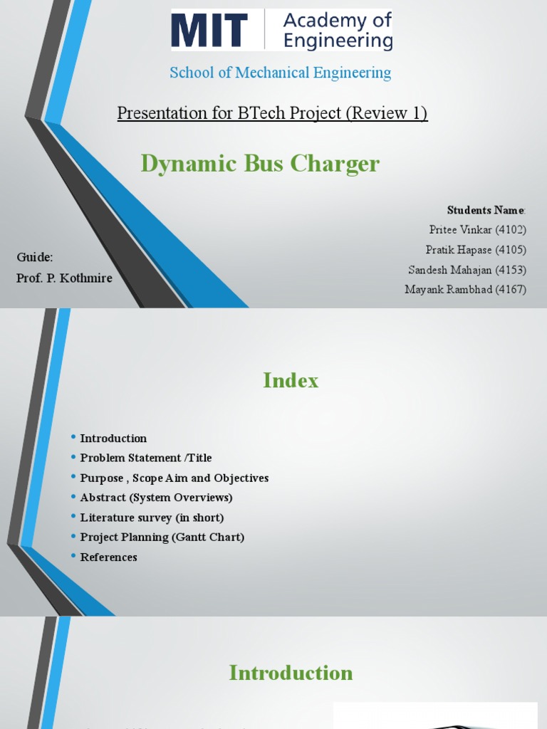 Dynamic Bus Charger: Presentation For Btech Project (Review 1) | PDF | Drag (Physics) | Bus