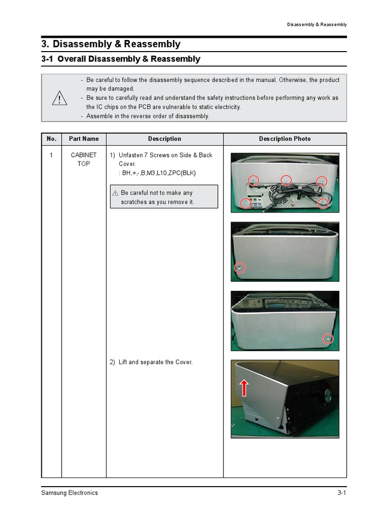 Disassembly & Reassembly | PDF | Equipment | Electrical Components