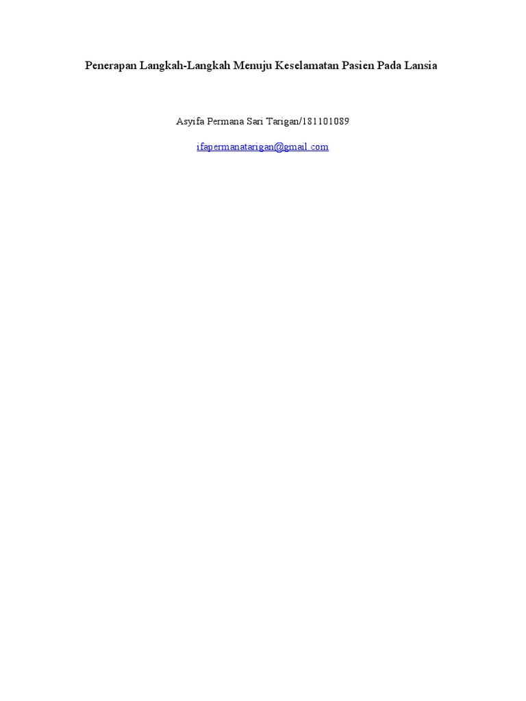 Penerapan Langkah-Langkah Menuju Keselamatan Pasien Lansia | PDF | Sains & Matematika