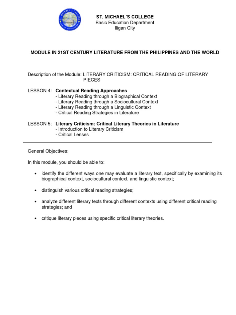 Module in 21st Century Literature From The Philippines and The World ...