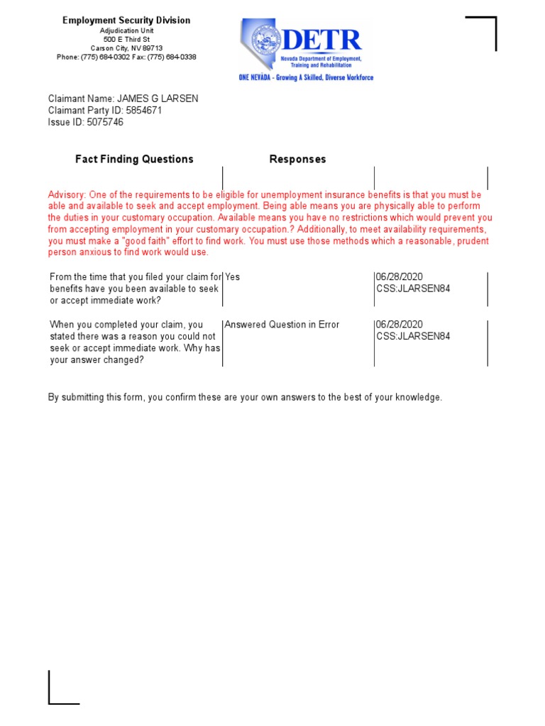 Fact Finding Questions Responses | PDF