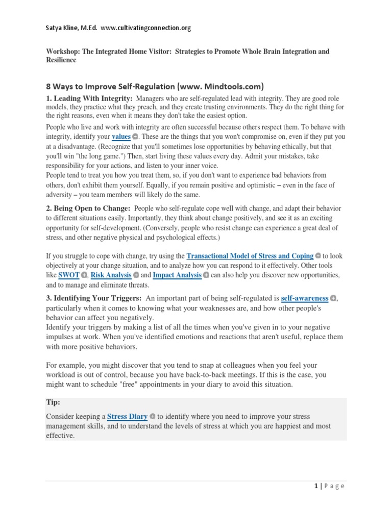8 Ways To Improve Self Regulation PDF | PDF | Emotional Self Regulation ...