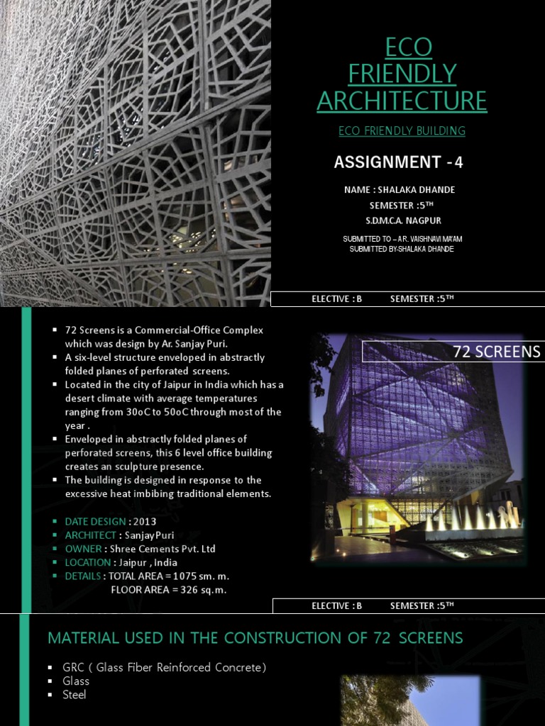 ECO Friendly Architecture: Assignment - 4 | PDF | Wall | Concrete