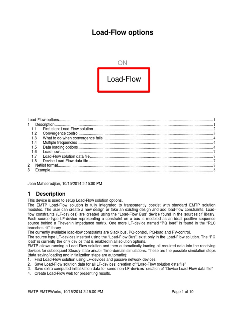 Load-Flow Options | PDF | Steady State | Electrical Engineering