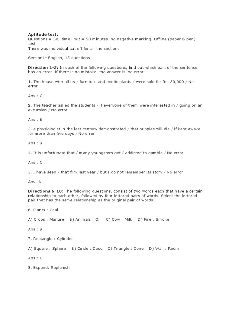 Aptitude Test | PDF | C (Programming Language) | Databases