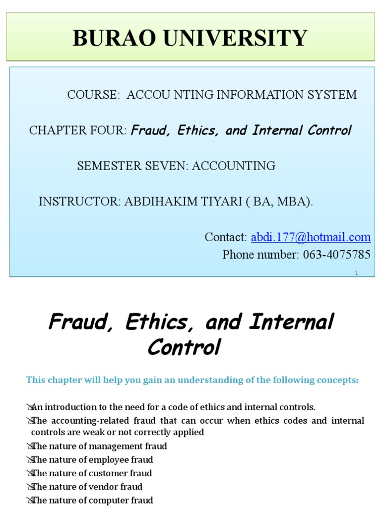 Fraud, Ethics, and Internal Control CHAPTER FOUR | PDF | Fraud ...