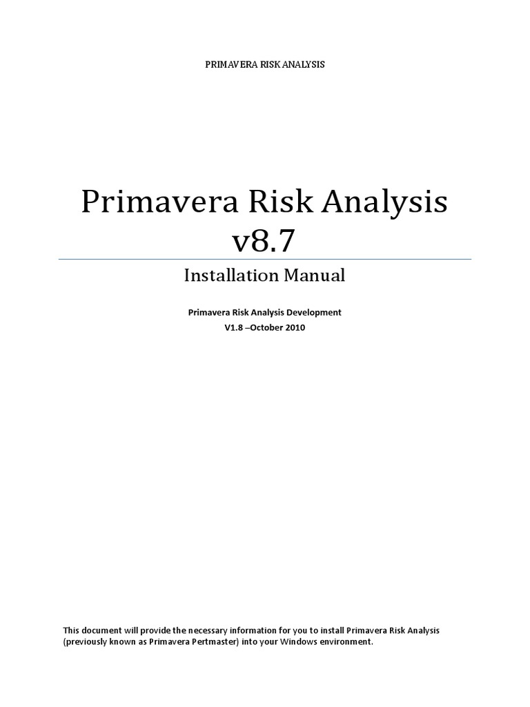 Primavera Risk Analysis v8.7: Installation Manual | PDF | Visual Basic ...