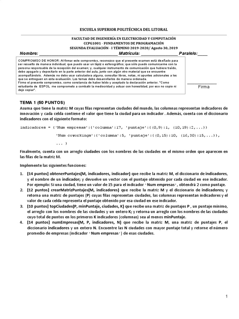 EXA-2019-1S-FUNDAMENTOS DE PROGRAMACIÓN-33-2Par | PDF | Matriz ...