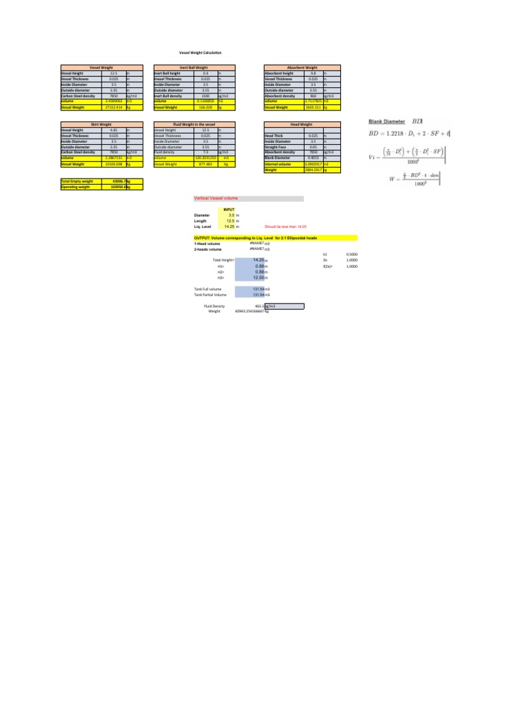 Weight of The Vessel | PDF | Volume | Density