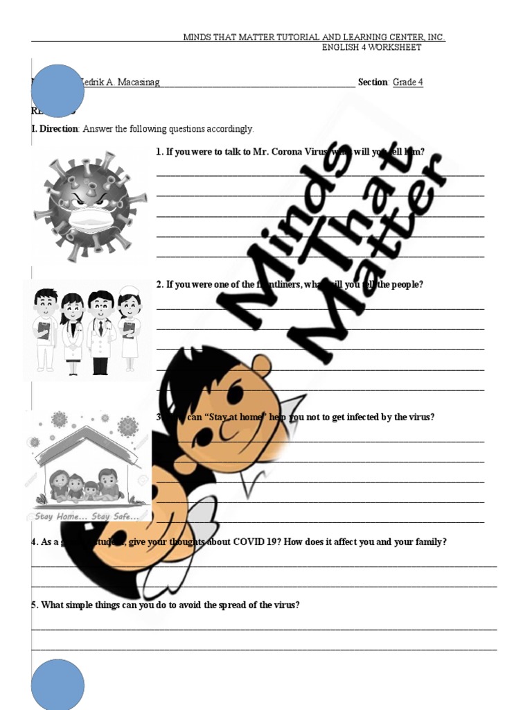 Grade 4 English Worksheet on COVID-19 | PDF | Noun | Linguistic Morphology