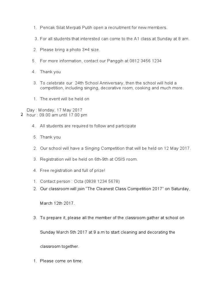 Announcement Jumbled Sentence | PDF