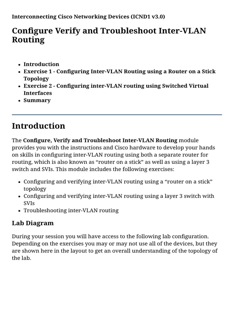 Configure Verify and Troubleshoot Inter-VLAN Routing: Interconnecting Cisco Networking Devices ...