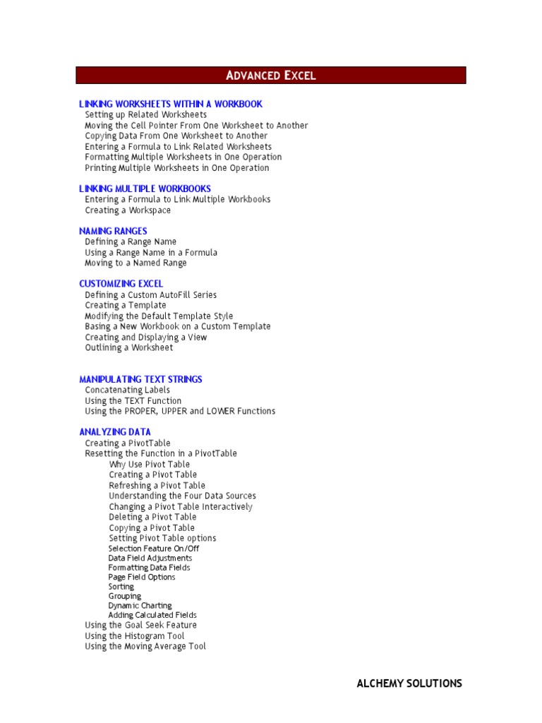 Advanced Excel | PDF