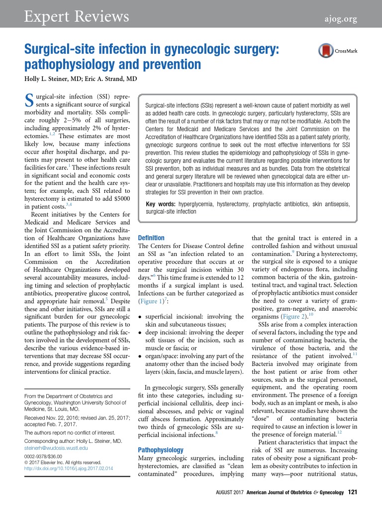 Surgical-Site Infection in Gynecologic Surgery: Pathophysiology and ...