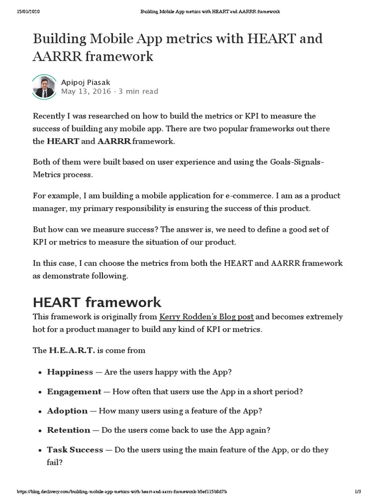 Building Mobile App Metrics With HEART and AARRR Framework | PDF | Mobile App | Software