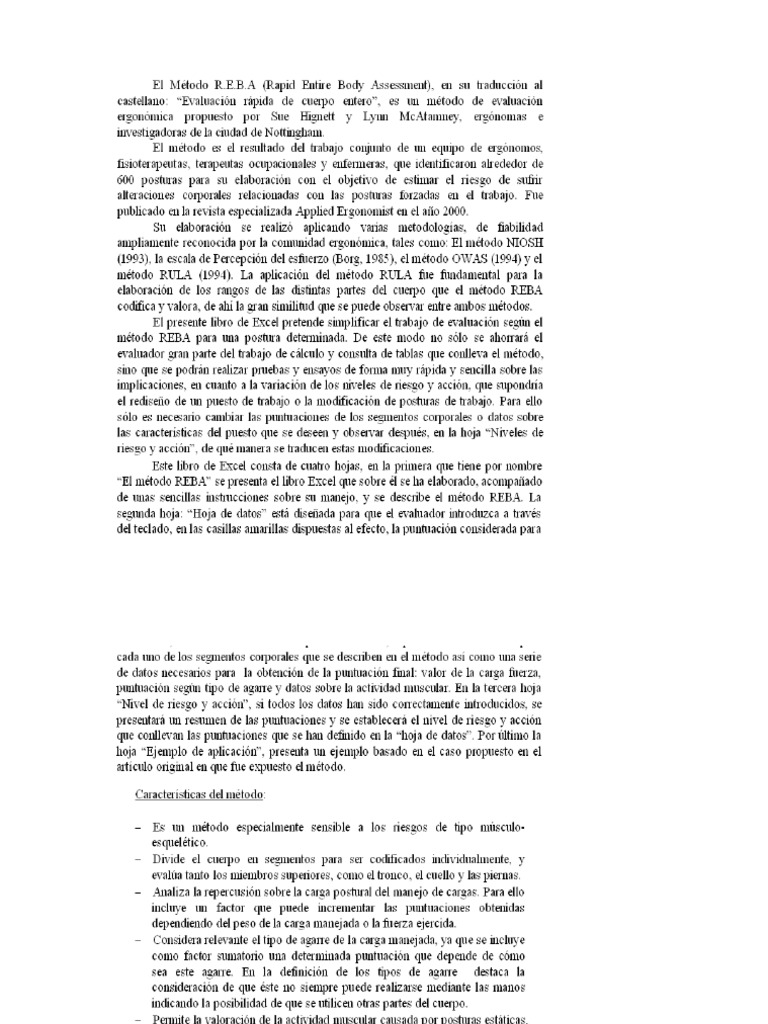 67107-Excel MÉTODO REBA | PDF | Salud y bienestar | Medicina