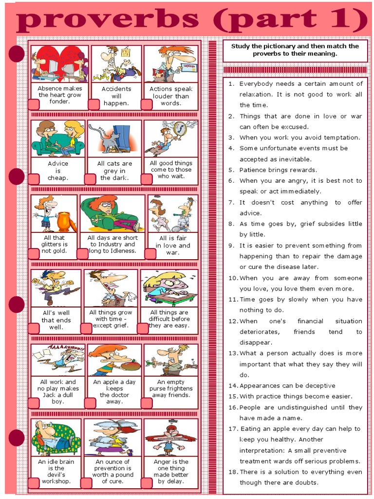 Match The Proverbs | PDF
