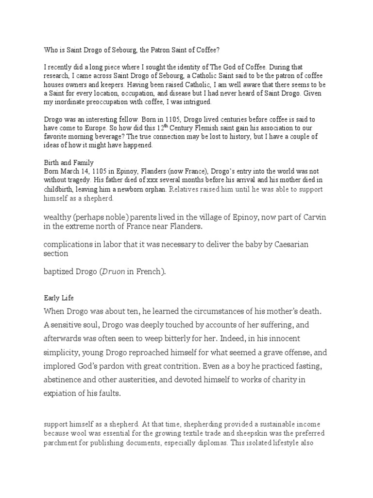 Who Is Saint Drogo of Sebourg | PDF | Religious Behaviour And ...