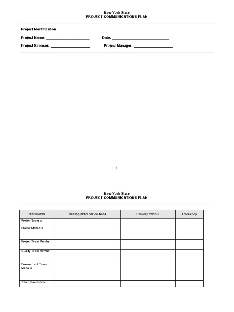 New York State Project Communications Plan | PDF