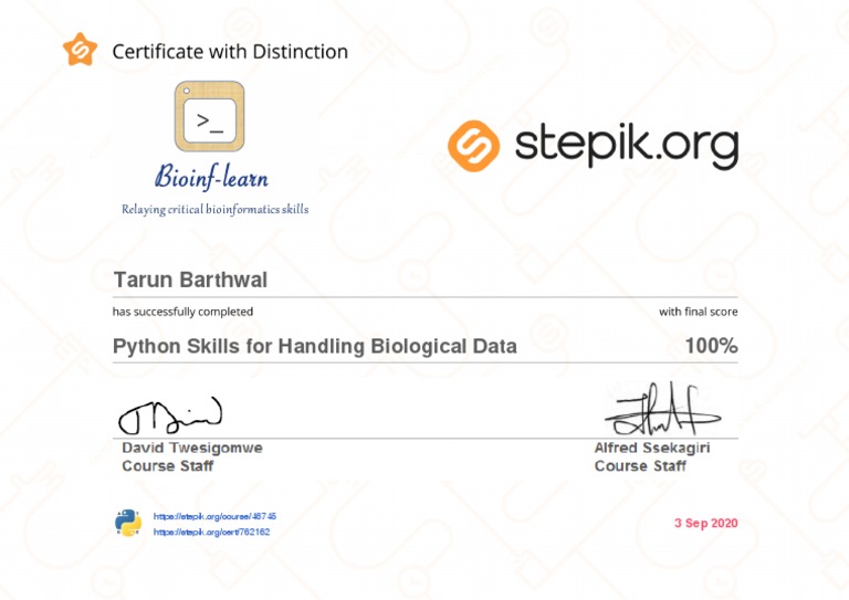 Stepik Certificate 46745 3dcd074 PDF | PDF
