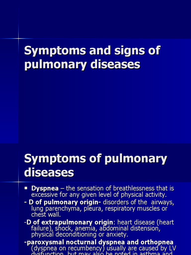 Signs and Symptoms of Pulmonary Diseases | PDF | Lung | Exhalation