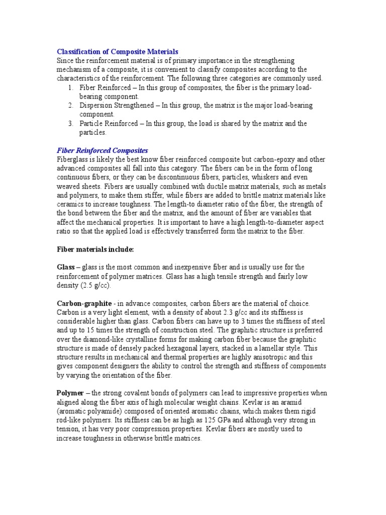 Classification of Composite Materials | PDF