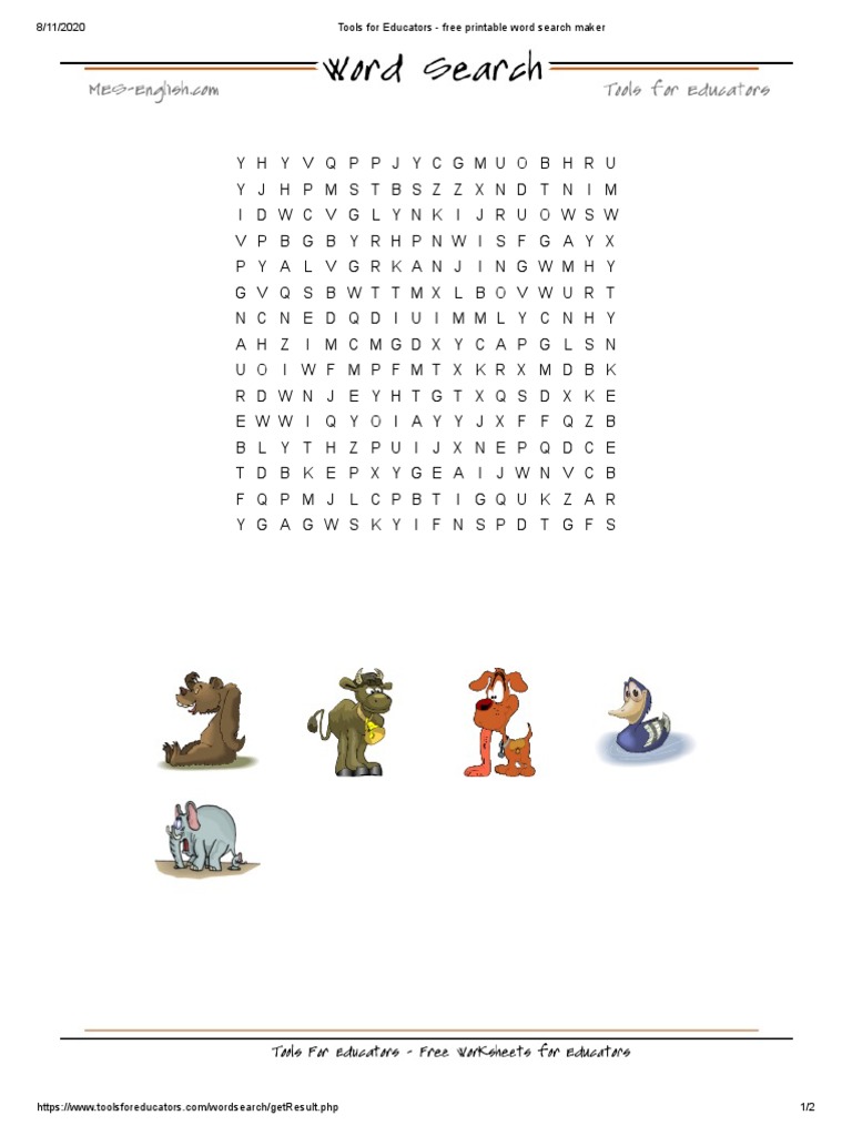 Tools For Educators - Free Printable Word Search Maker | PDF