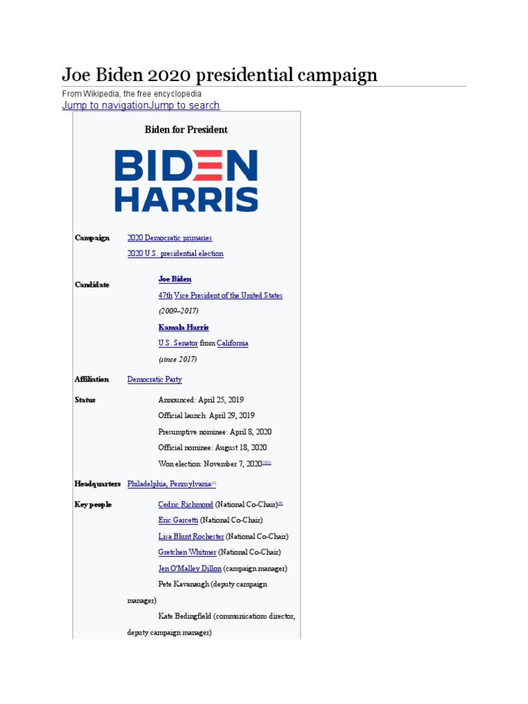 Joe Biden 2020 Presidential Campaign | PDF | Joe Biden | Politics Of ...
