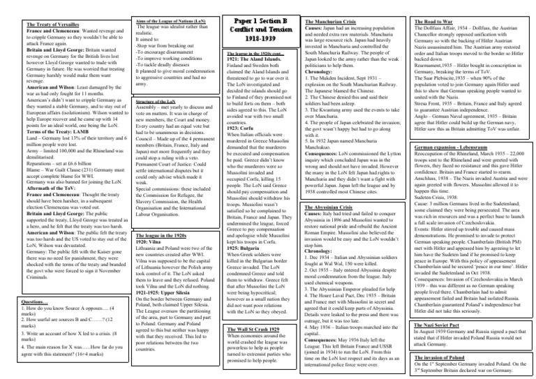 AQA GCSE: History Conflict + Tension Knowledge Grid | PDF | Benito ...