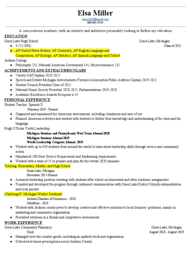 Resume Elsa Miller 2020 5 | PDF | Learning | Cognition